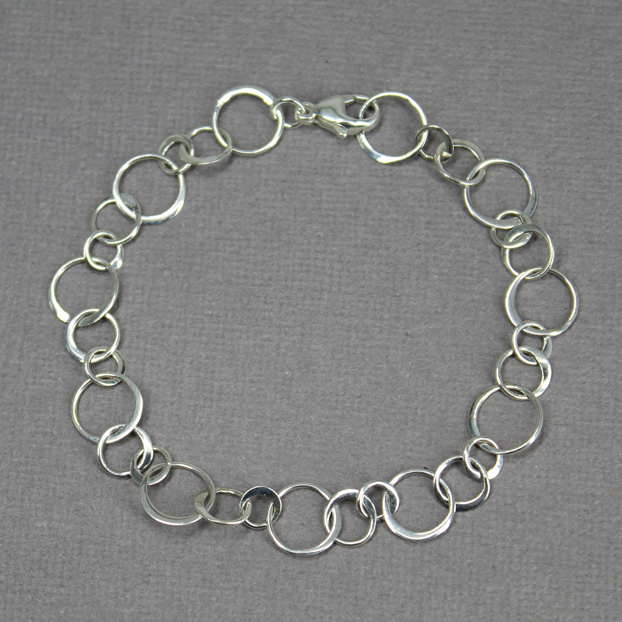 10 mm Wide Round Flattened Circle Sterling Silver Chain Bracelet ...