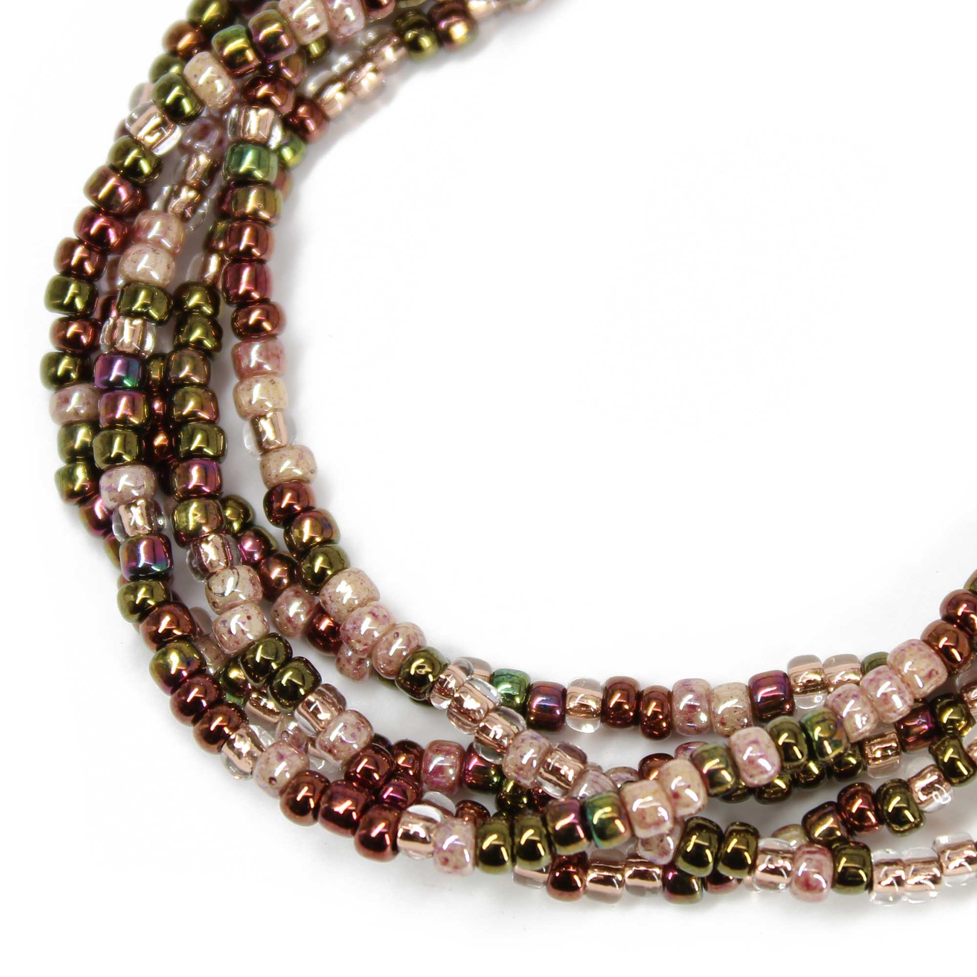Vintage Rose Pink Seed Bead Necklace Thin 2mm Single Strand Kathy Bankston