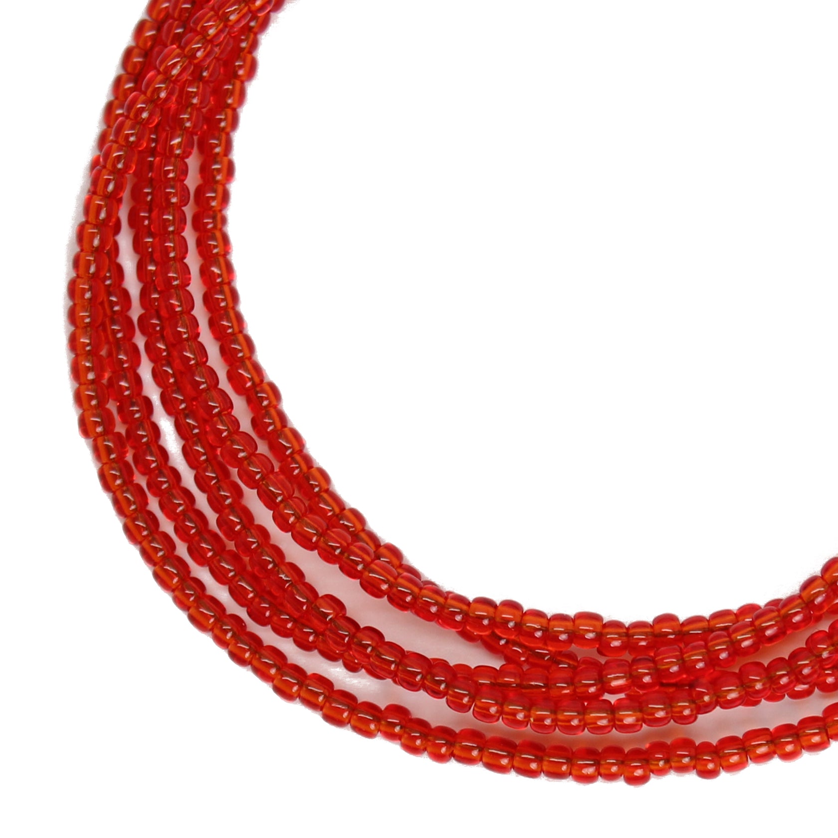 Transparent Siam Ruby Red Seed Bead Necklace, Thin 1.5mm Single Strand ...