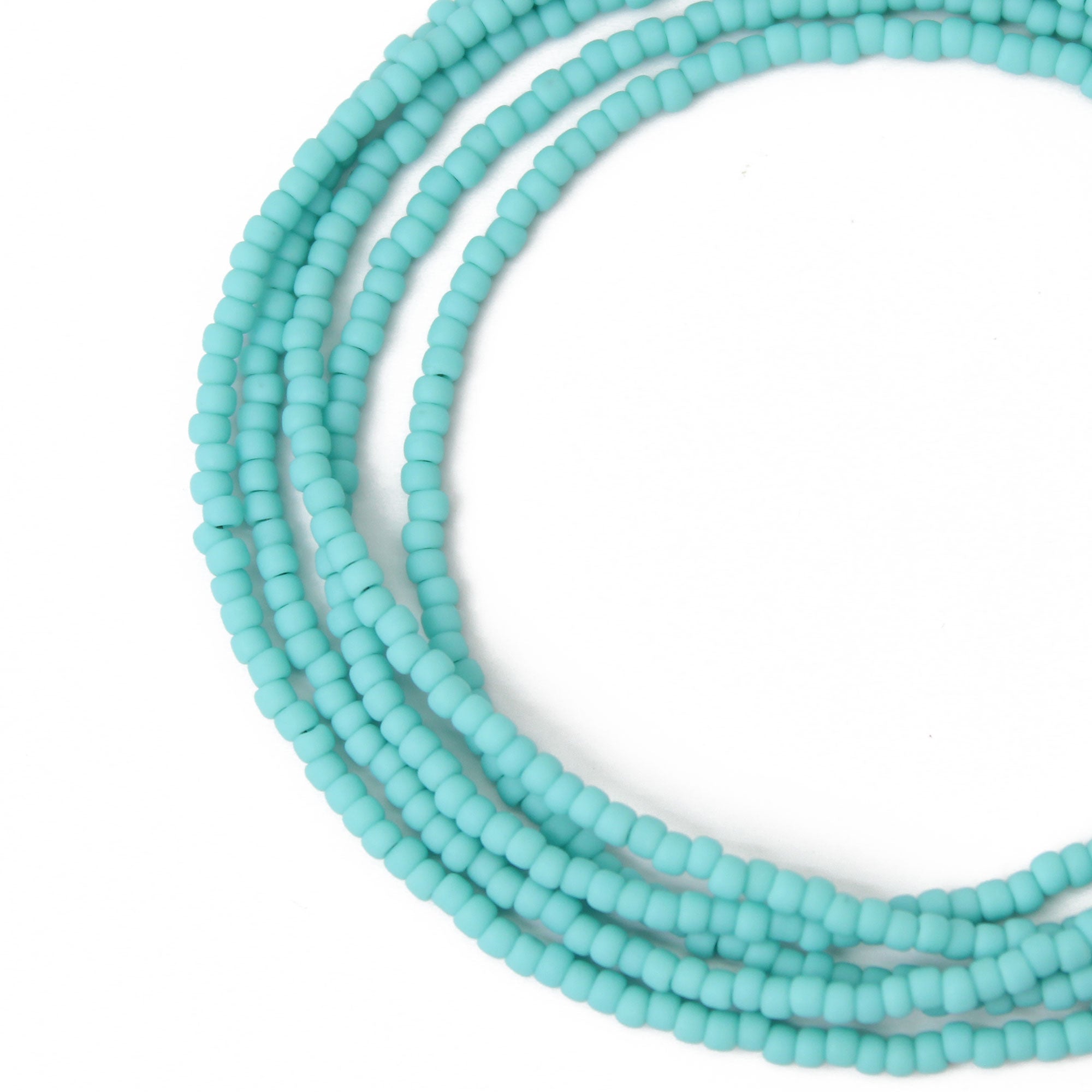 Turquoise Seed Bead Necklace Matte Finish, Thin 1.5mm Single Strand ...